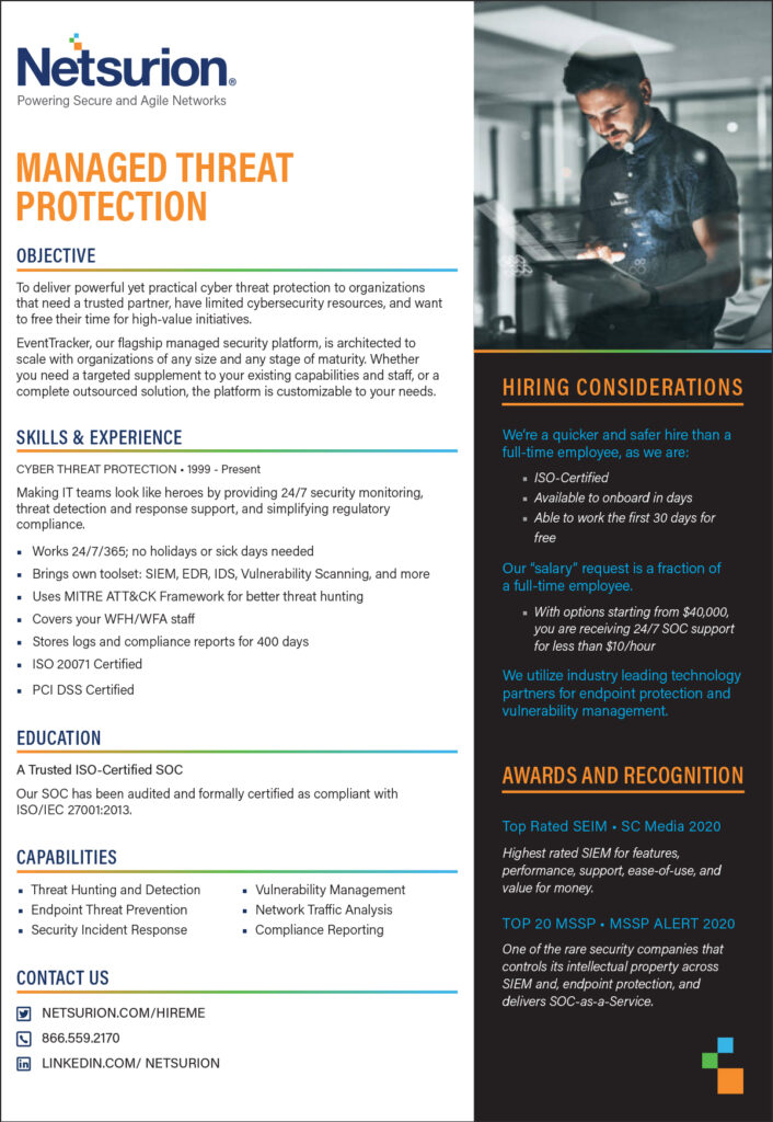 Ready to Hire an Affordable 24/7 Cybersecurity Professional? | Netsurion