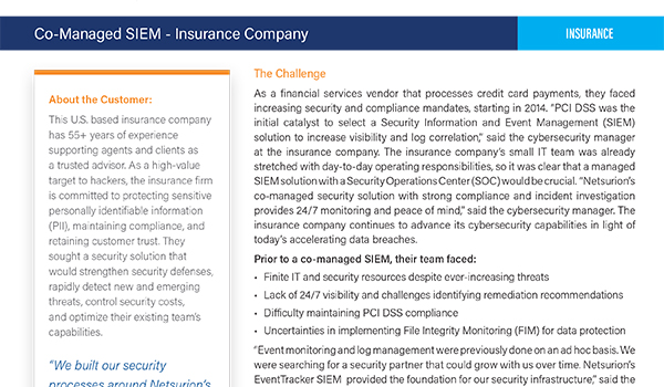 Co-managed SIEM: Customer Success Story of an Insurance Company